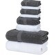 White Classic Luxury Cotton 8Pc Multi Size Towel Set [2 Bath Towels, 2 ...